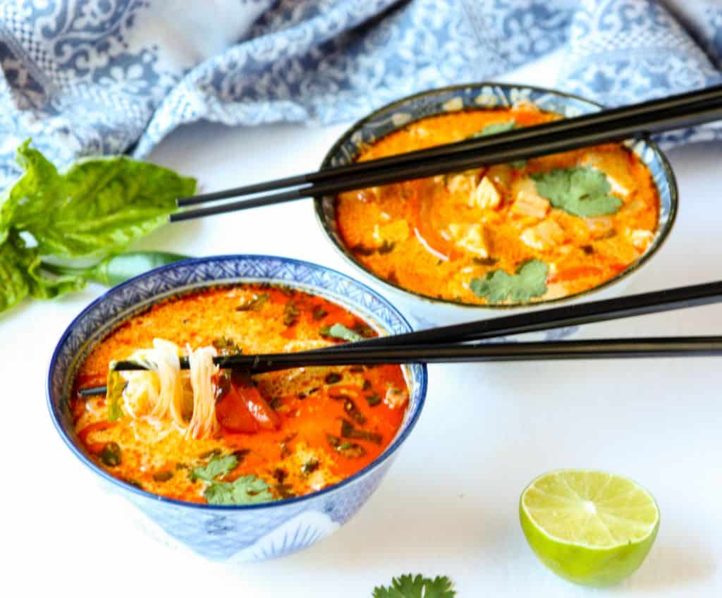 Thai Red Curry Chicken Soup Recipe - The Food Blog