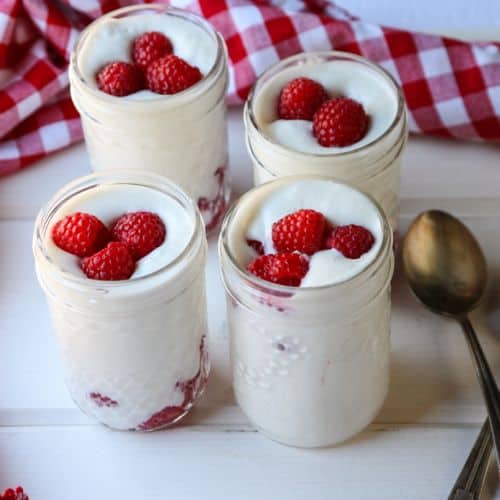 Coconut Mousse with Raspberries (in jars) - The Food Blog